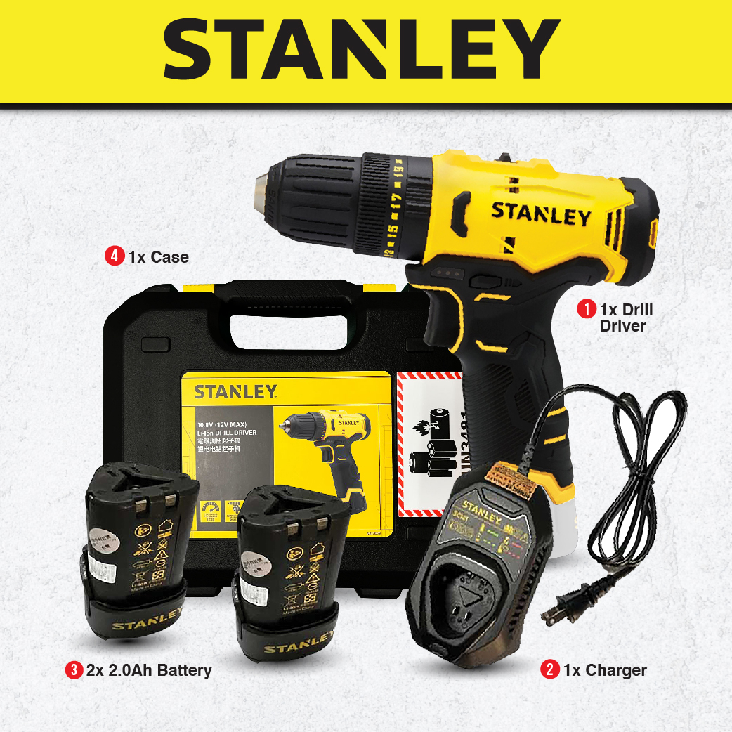 Stanley SCD10D2K Cordless Drill Driver 12V | 10MM Come With 2x 2.0AH ...