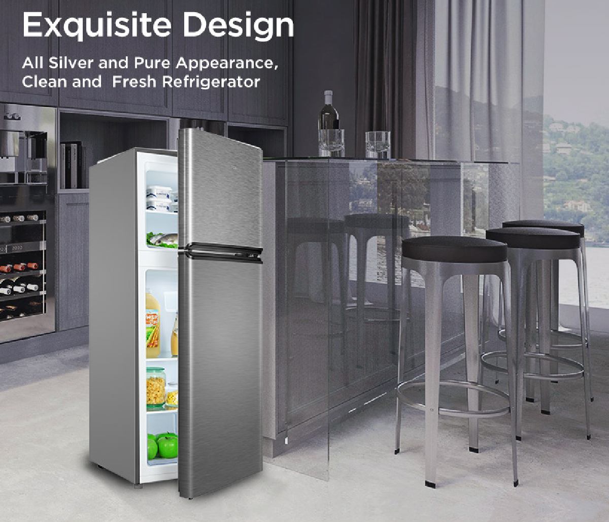 TCL 165L Two-Door Top Mounted Mini Refrigerator for Small Family Size ...