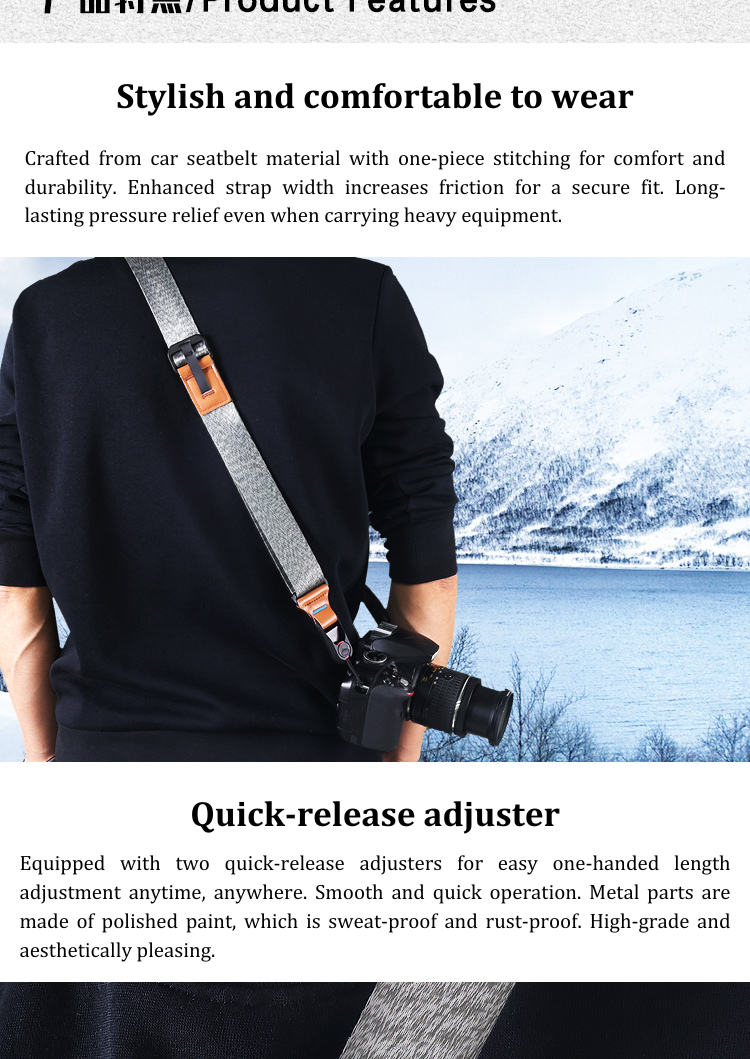 Vamos Slide lite Camera Strap One Step Quick Adjustable Length DSLR ...