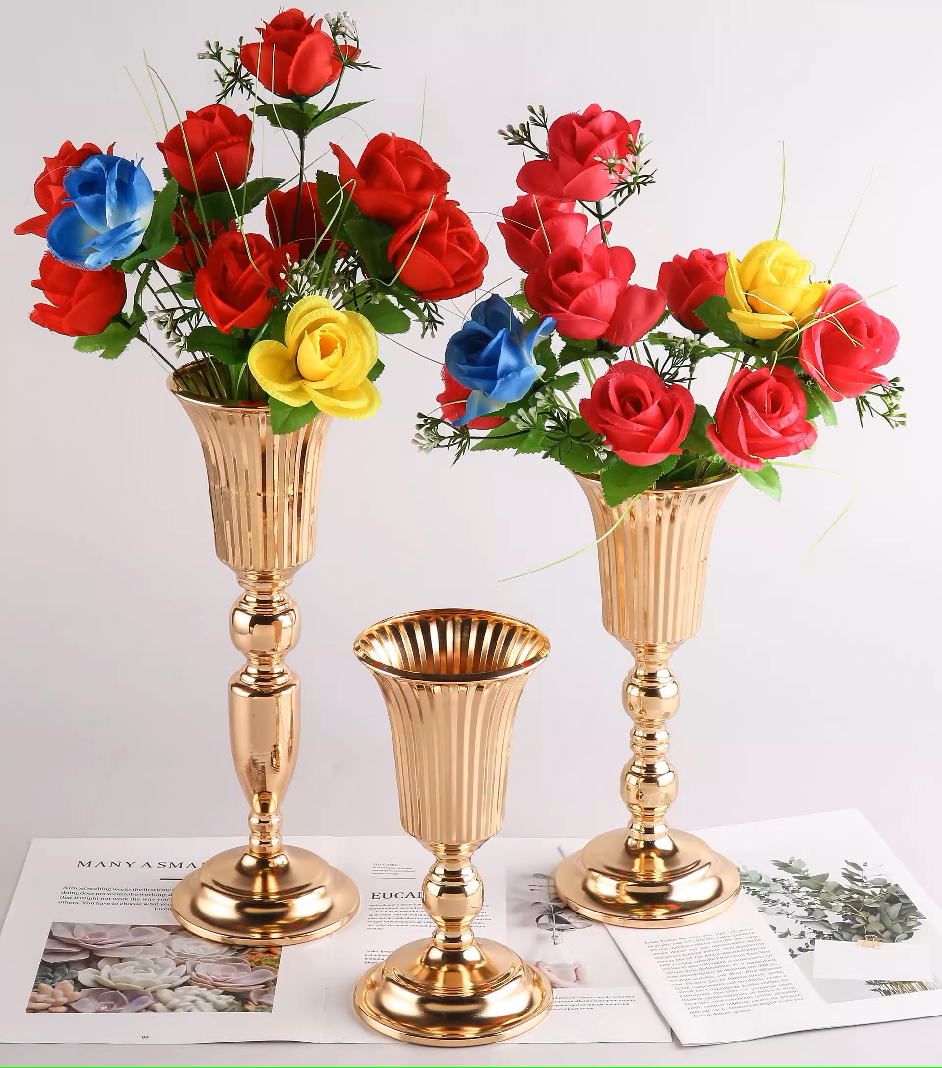Hari Raya Luxury Wedding Party Gold Metal Flower Vase Iron Table ...