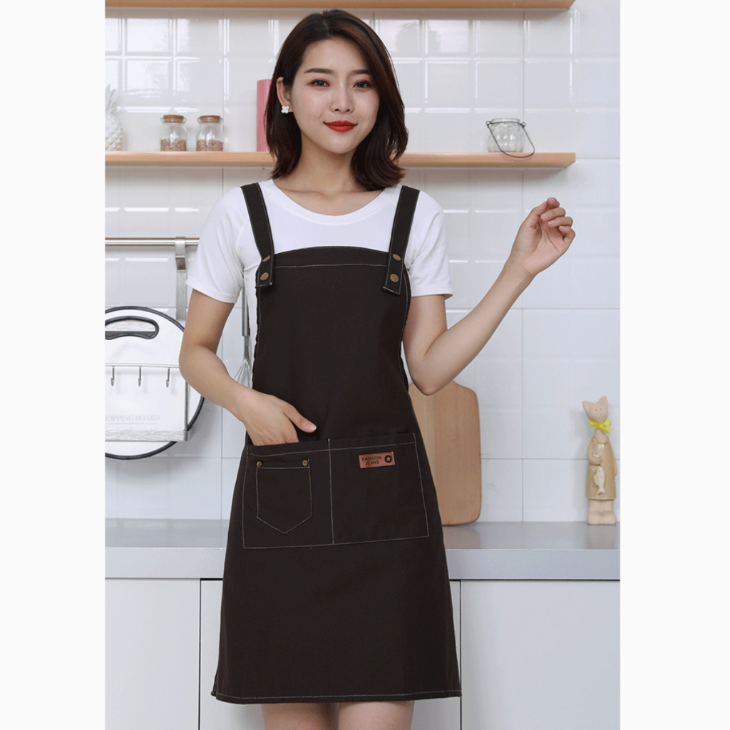 Kitchen Apron Chef Apron Hitam Murah H-Type Strap Design Denim Apron ...