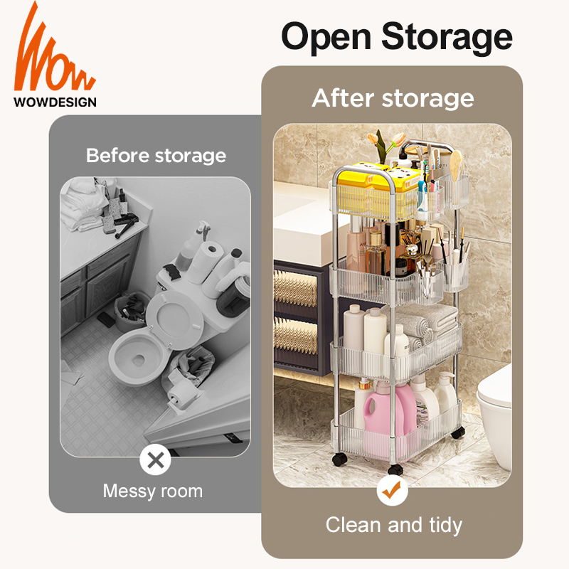 Trolley Rack Transparent Acrylic 2/3/4/5 Tier Rak Troli Storage Rack ...