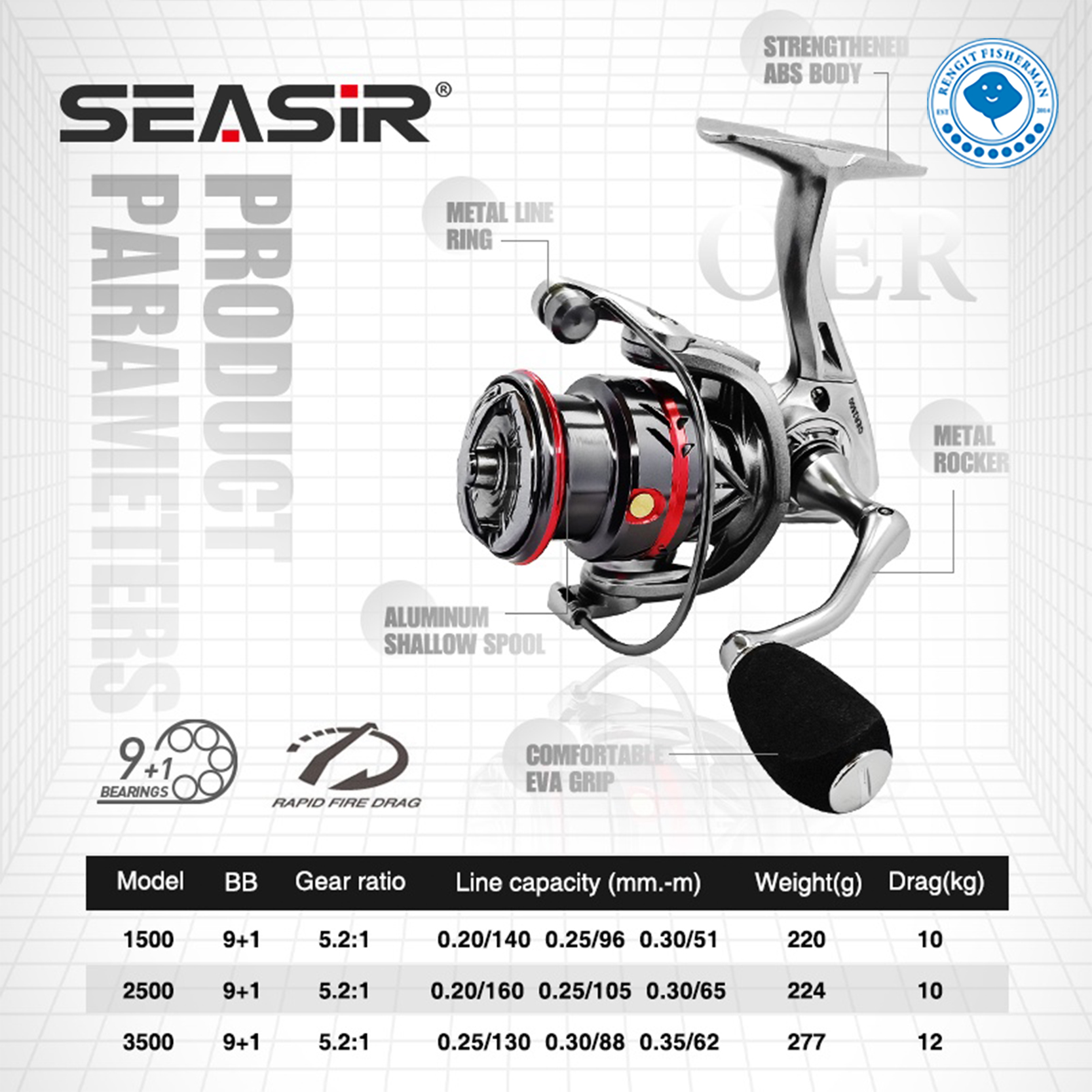 SEASIR OER Ultra Light Spinning Reel - Rengitfisherman | Shopee Malaysia