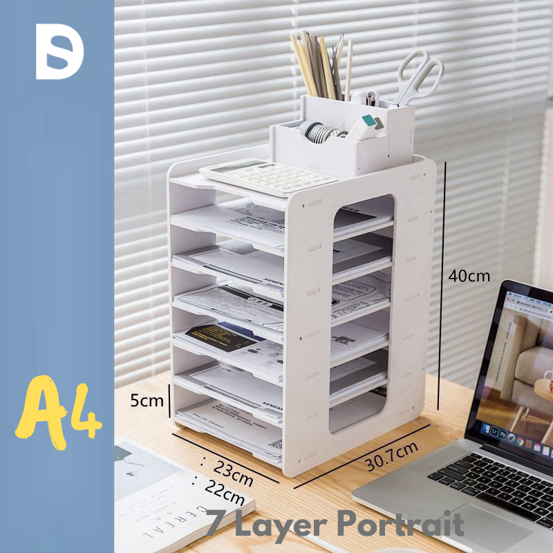 🇲🇾A4 Document Rack Paper Tray Multi Tier File Desk Organizer Files ...