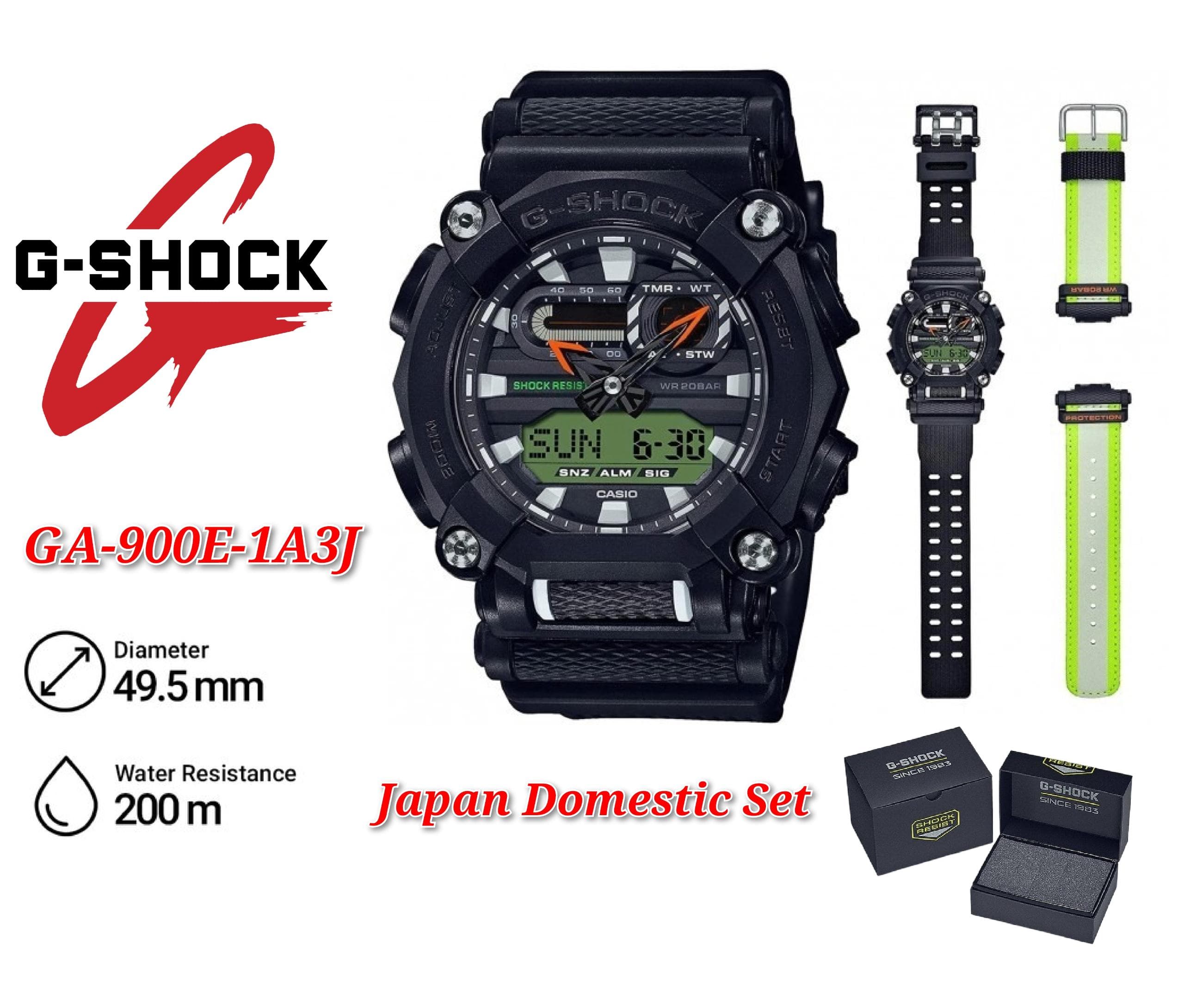 (Japan Set) Casio G-Shock GA-900E-1A3J Heavy Duty Digital-Analog Black ...