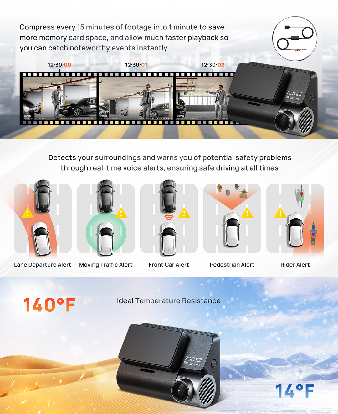 70mai A810 Car Recorder Dash Cam 4K UHD with Sony Starvis 2 IMX678 Support Dual Channel ...