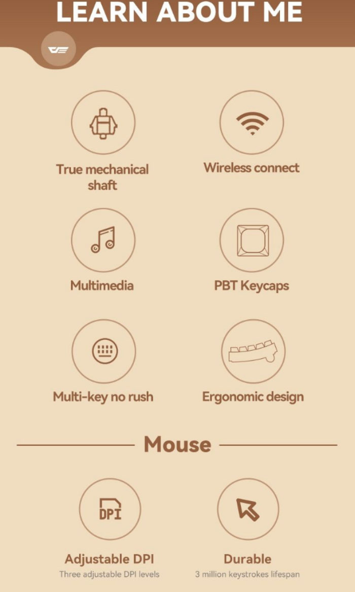 AIGO DarkFlash CK104 Wireless Mechanical Keyboard & Mouse Combo - Black/Cheese/White 106 Keys ...