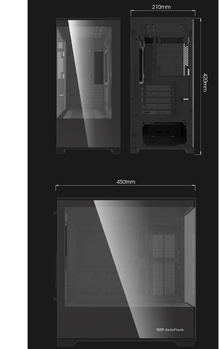 DarkFlash DK415P Tempered Glass AIGO Megaview BLACK WHITE MATX M-ATX PC ...