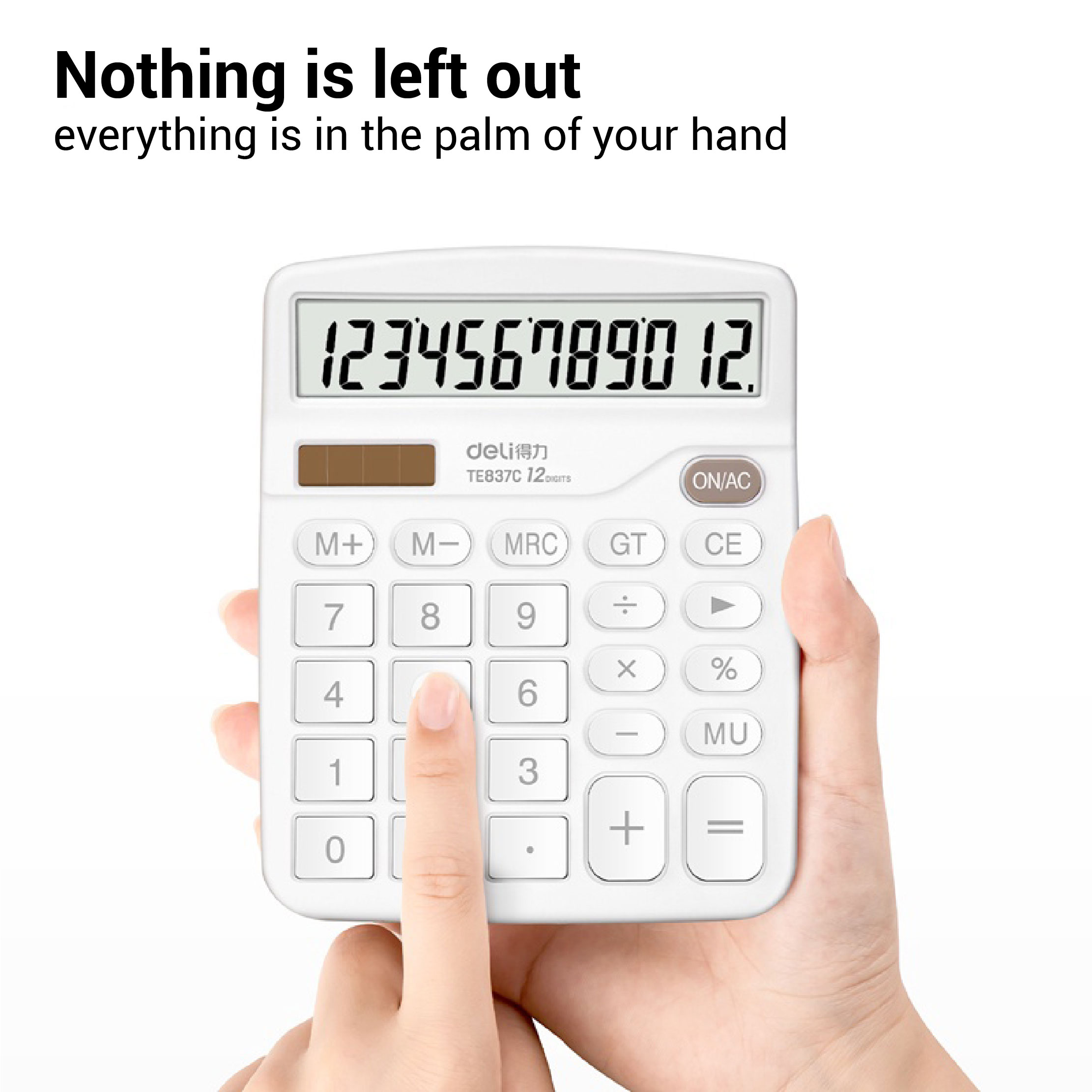 Deli Desktop Calculator 12 Digit Dual Power LCD TE837C | Shopee Malaysia