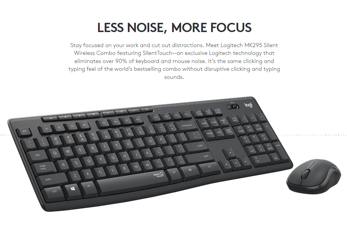 Logitech Mk295 Silent Wireless Keyboard And Mouse Combo Silenttouch Technology Advanced