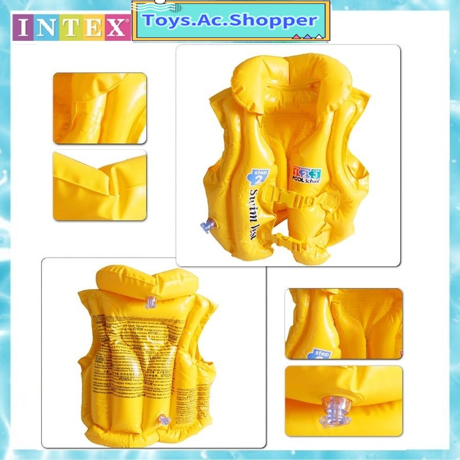 INTEX 58660 Inflatable Pool Deluxe Swim Vest Kids Life Jacket Child ...