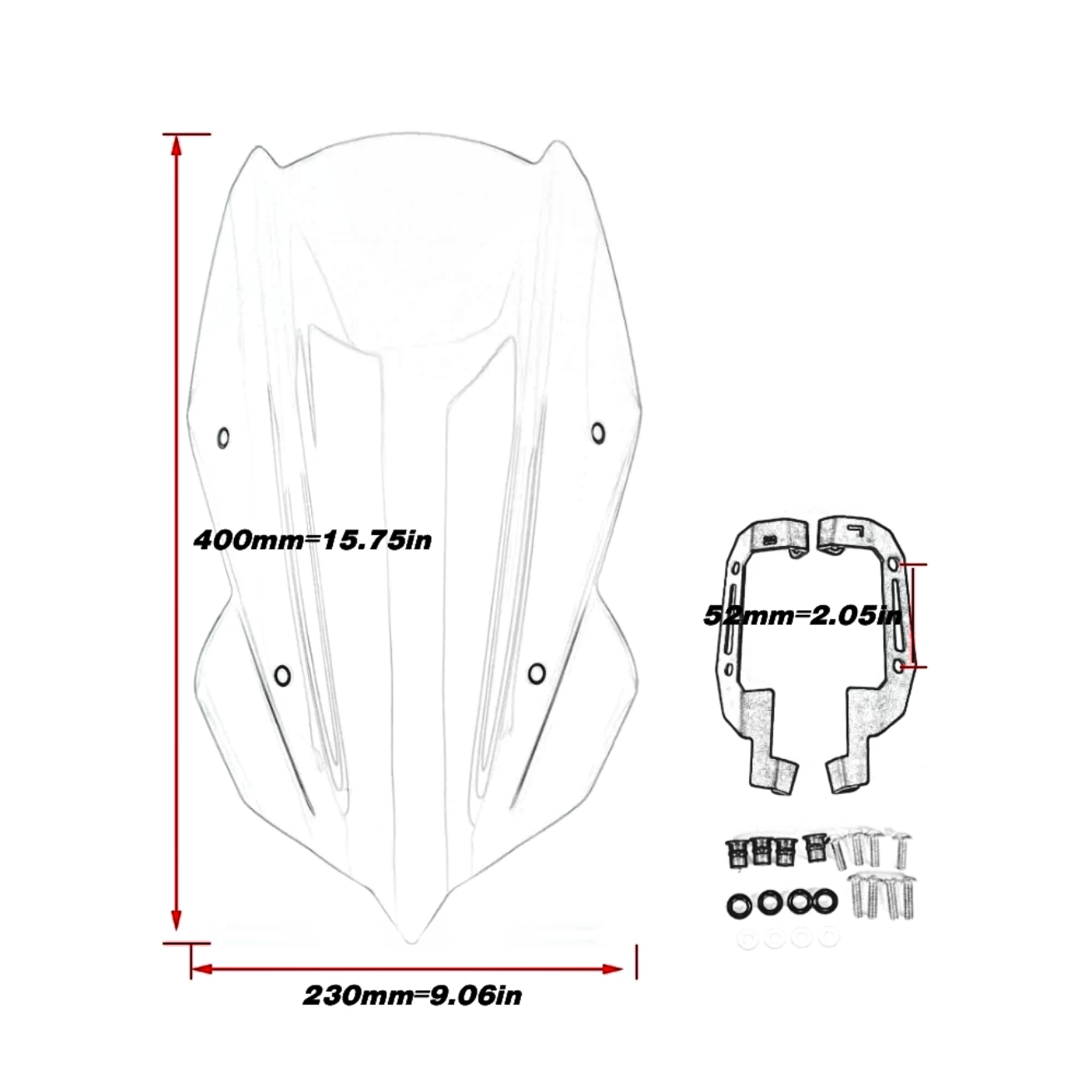 Visor Windshield Modenas Kawasaki Z250 V2 Z400 2019 - 2024 Ninja 250 ...