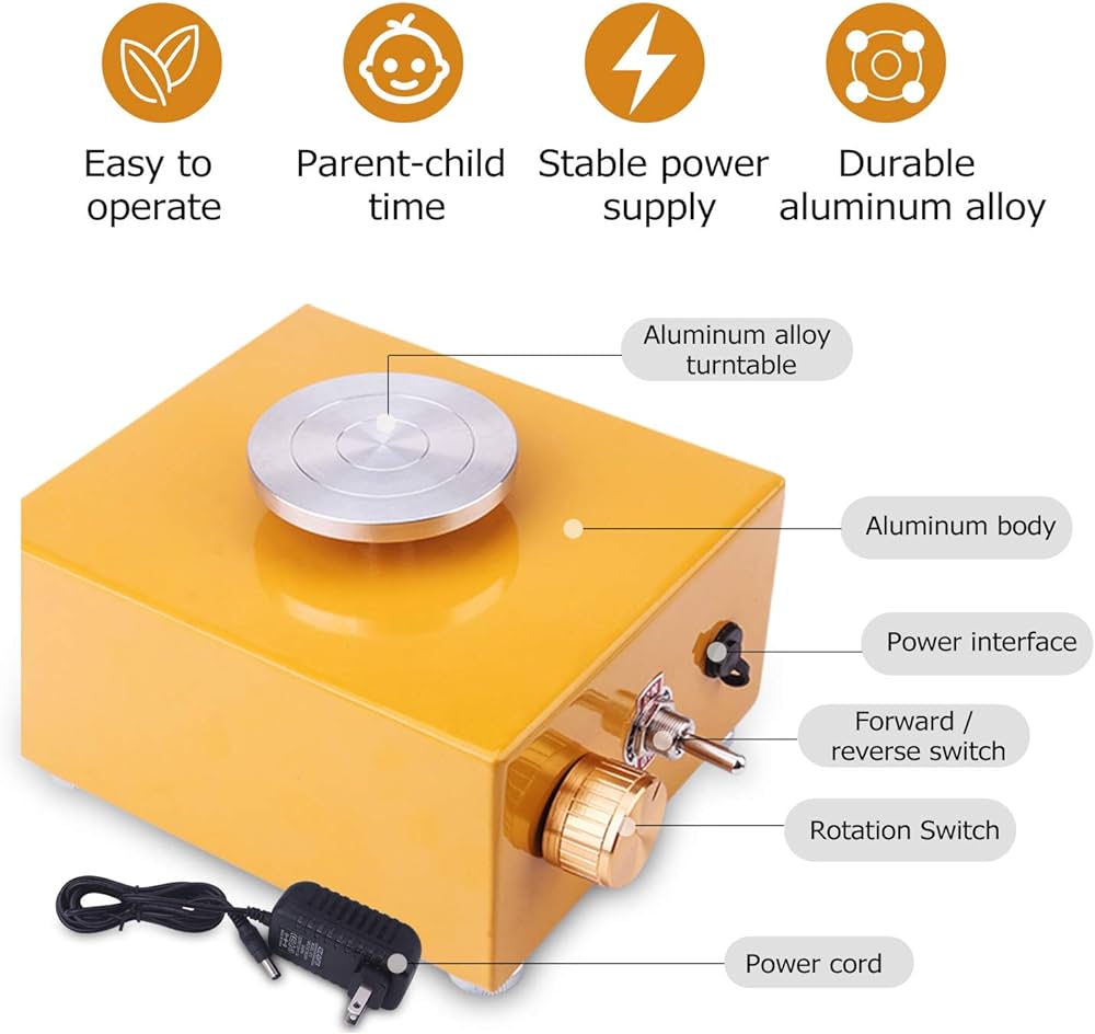 Mini Pottery Wheel 220V with UK Plug - Ceramic Turntable/ Portable ...