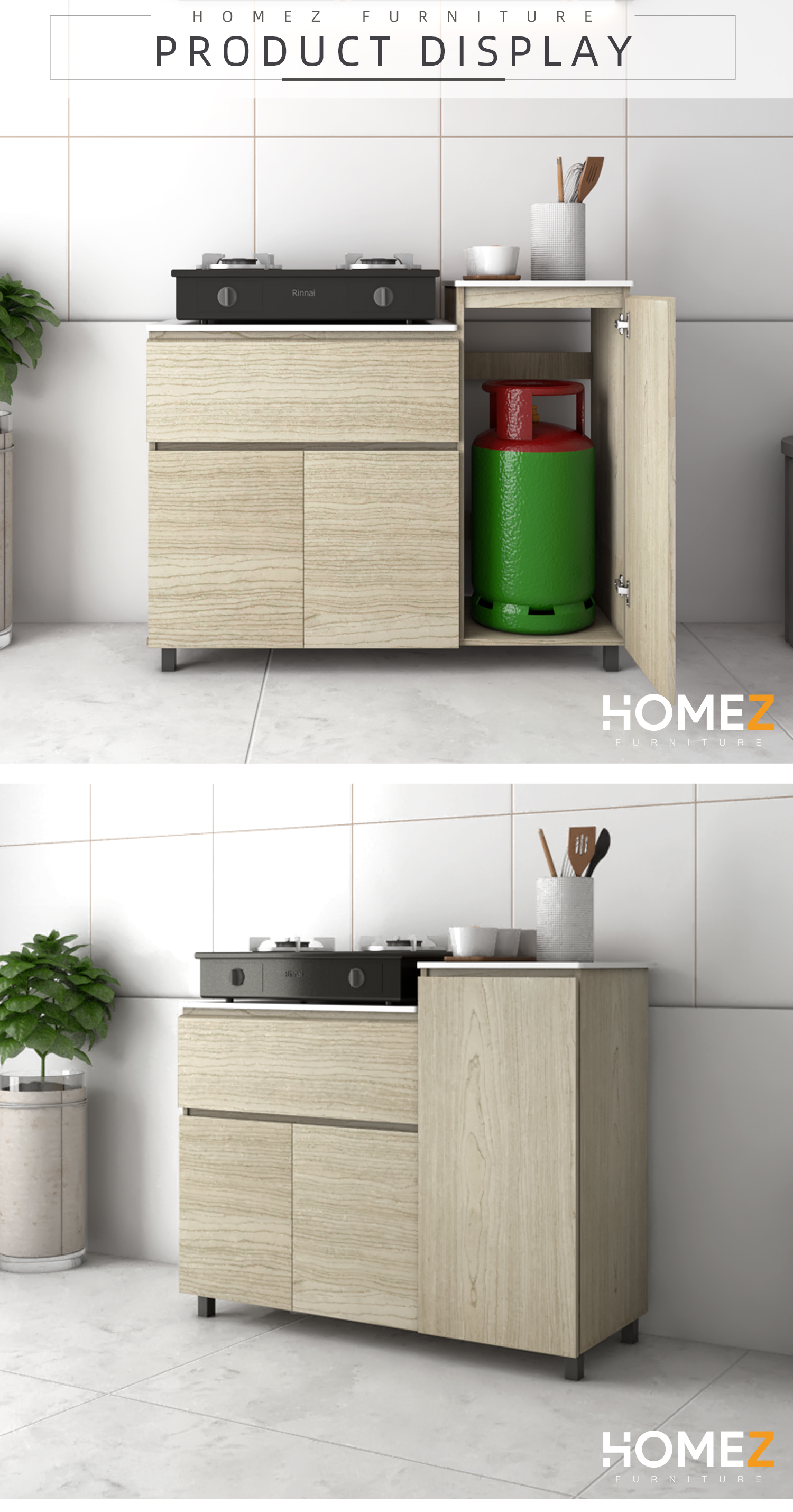 [FREE Shipping] Homez Gas Cabinet White Solid Surface Table Top Drawer ...