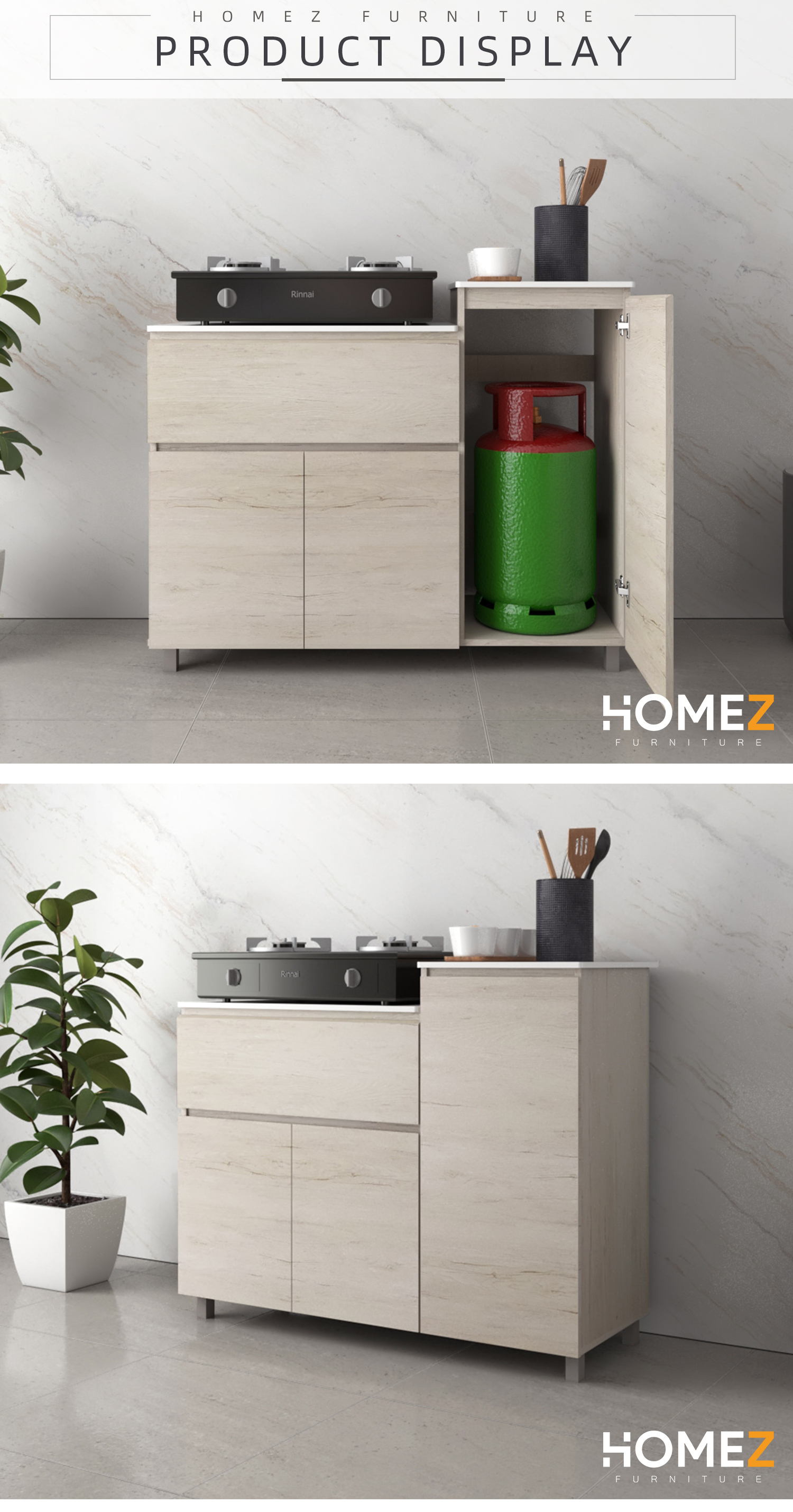 [FREE Shipping] Homez Gas Cabinet White Solid Surface Table Top Drawer ...