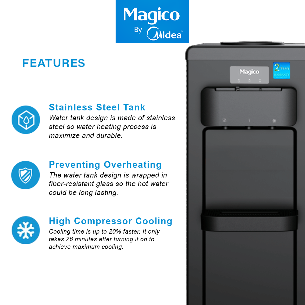 𝐌𝐀𝐆𝐈𝐂𝐎 By Midea Floorstanding Hot Normal Cold Bottled Type Water ...