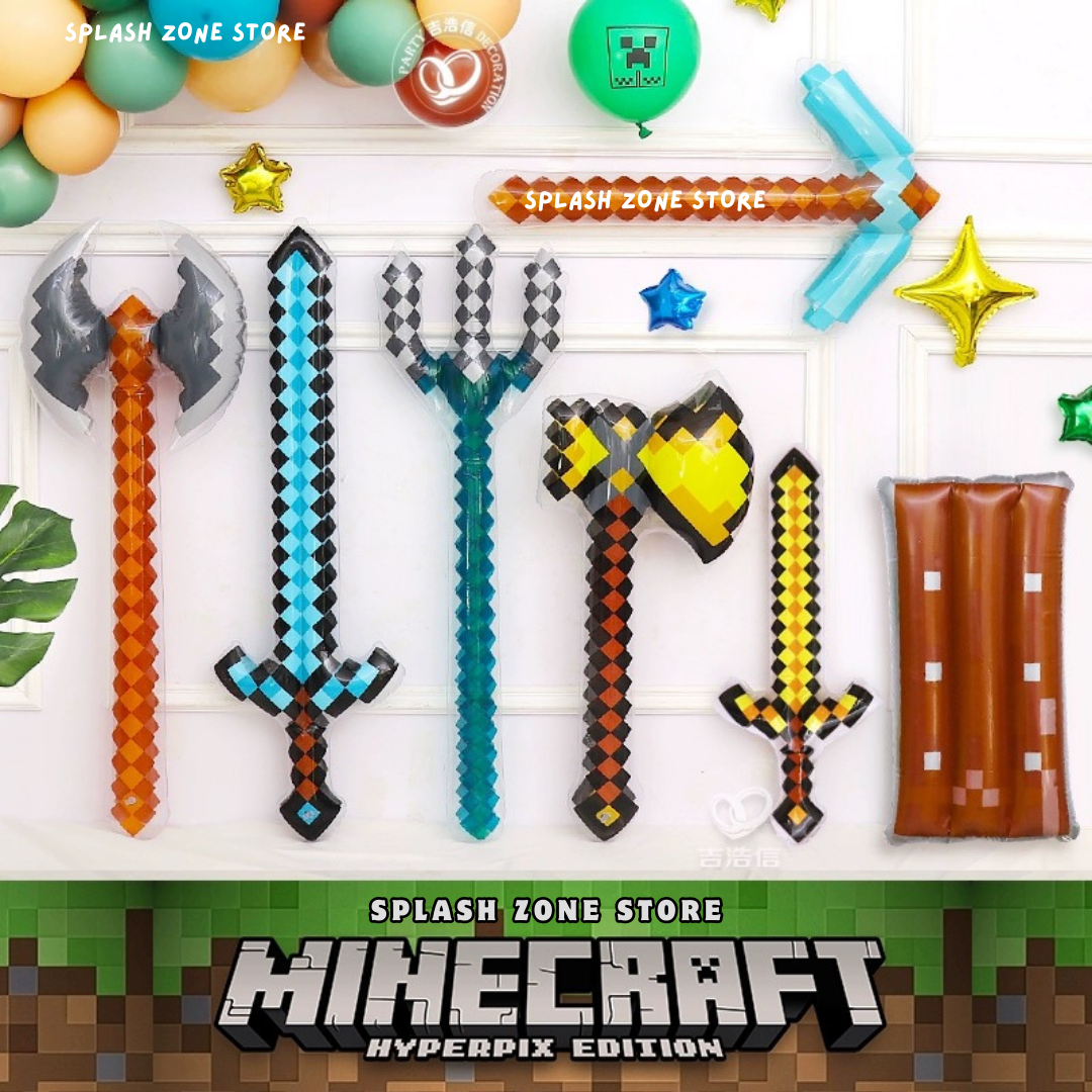 Minecraft Theme Inflatable Sword Axe Toy Minecraft Game Props Balloon ...