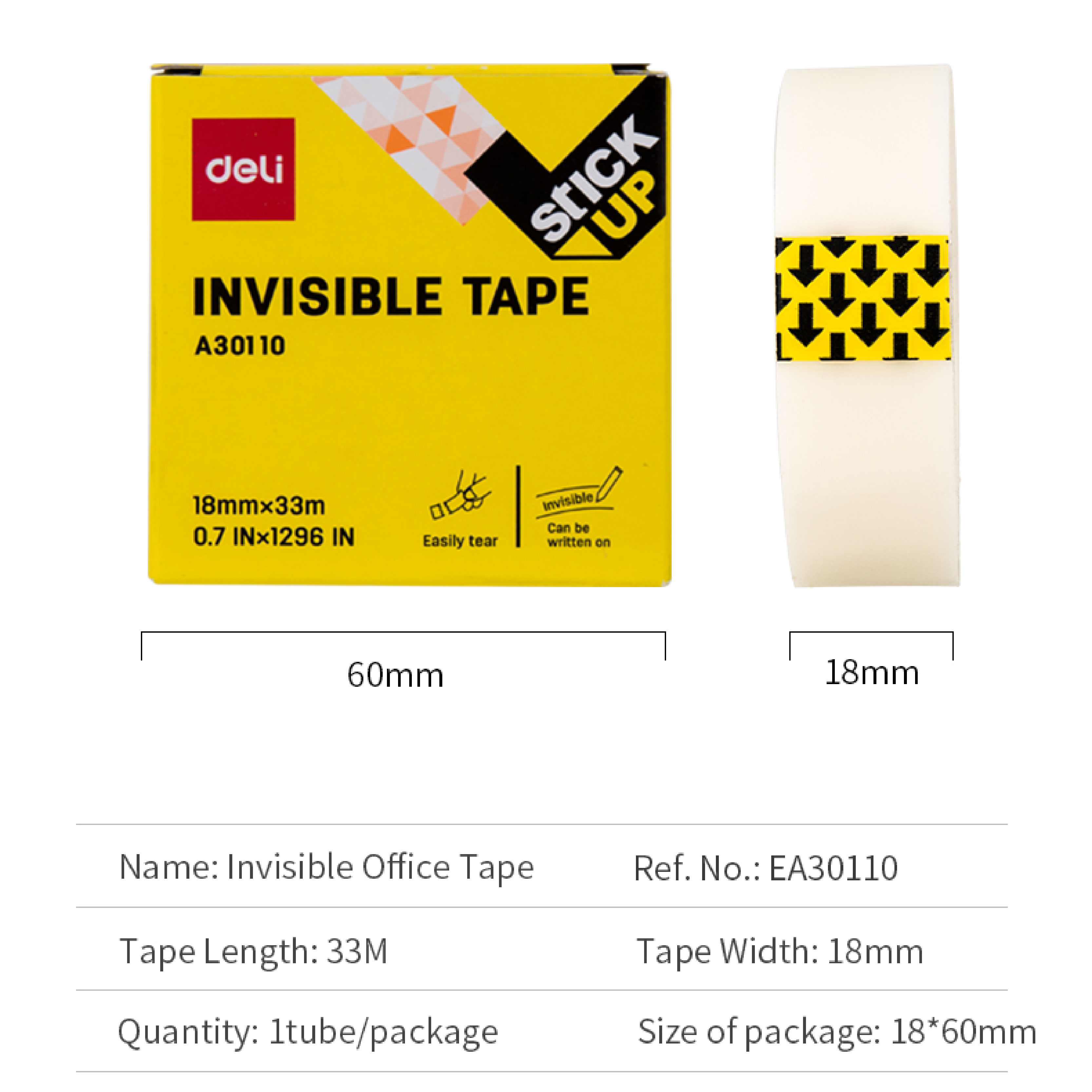 Deli Easy-Tear Invisible Tape Writable Low Odor Transparent Smart Matte ...