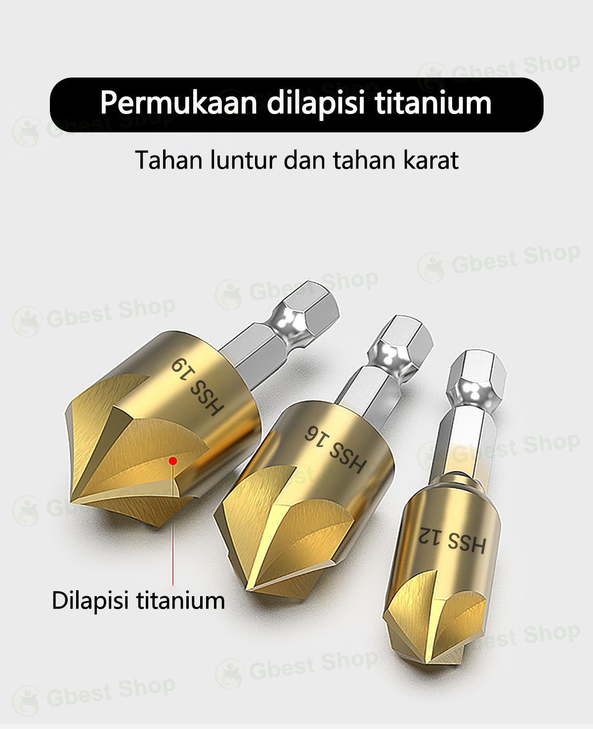 6pcs Chamfer Countersink Set 5 Flute Chamfer Countersink Drill Bits ...