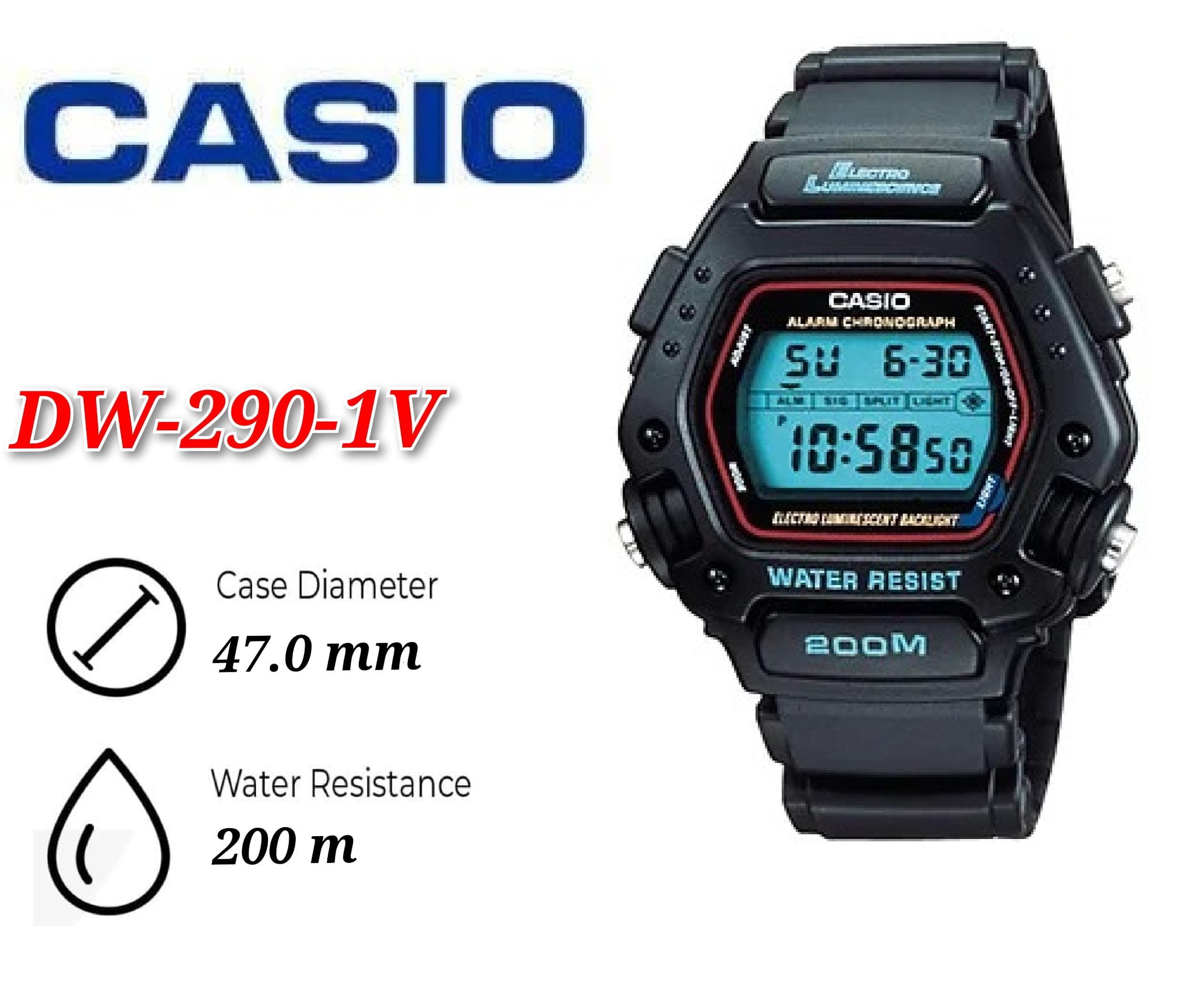Casio General DW-290-1V Black Resin Band Men Watch - DW-290 | Shopee Malaysia