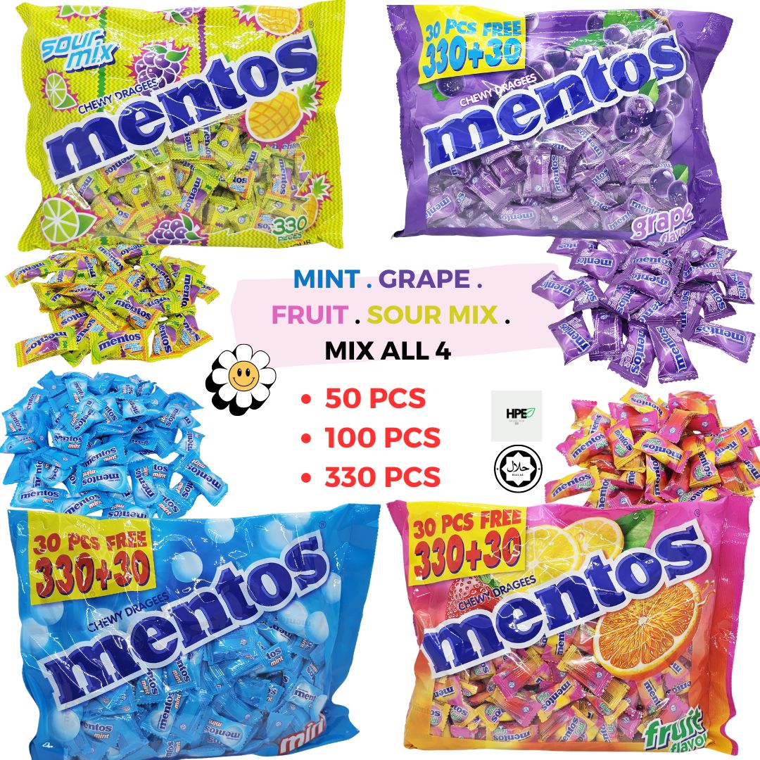 Mentos Mint Grape Fruit Sour Mix & MIX All Chewy Dragees (50 / 100 ...