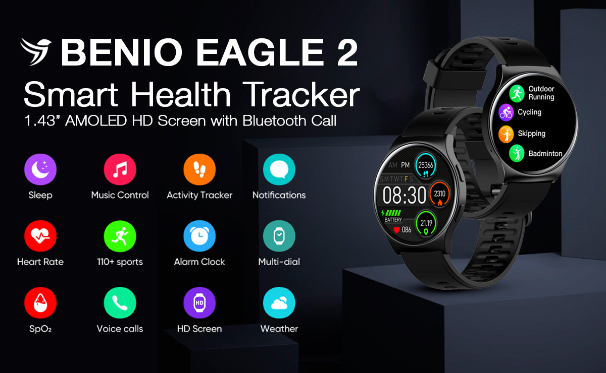 BENIO Eagle 2 - AMOLED HD Bluetooth Call Smart Watch For Men & Women (1 ...