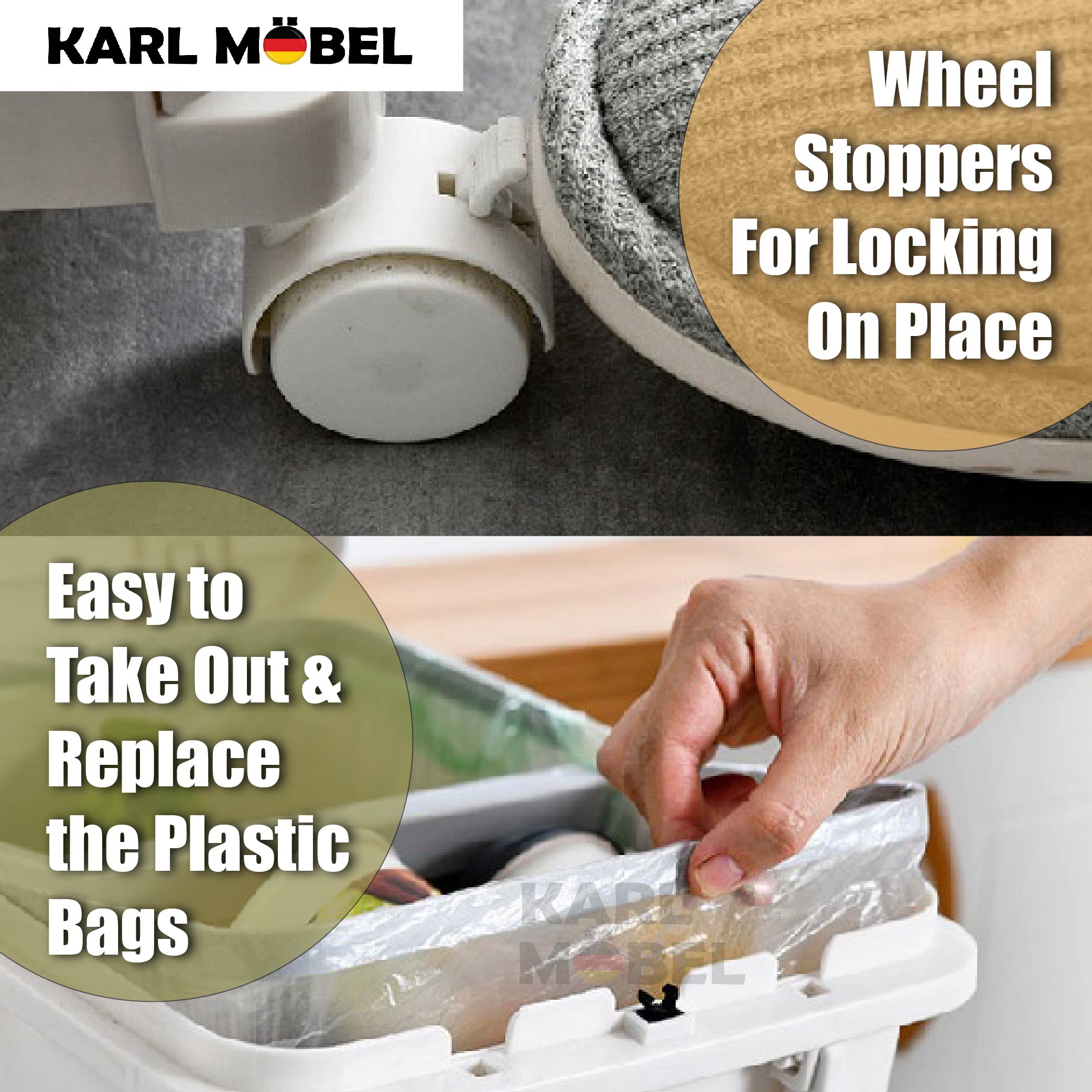 Dustbin Kitchen Moveable Rubbish Bin Tong sampah dapur bertutup tinggi ...