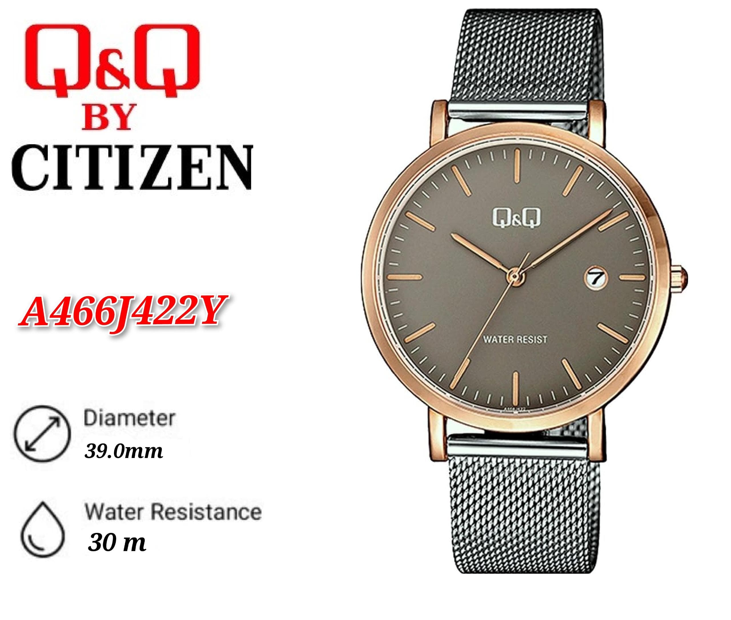 Q&Q Japan by Citizen A466J422Y Men Analogue Watch Silver Stainless ...