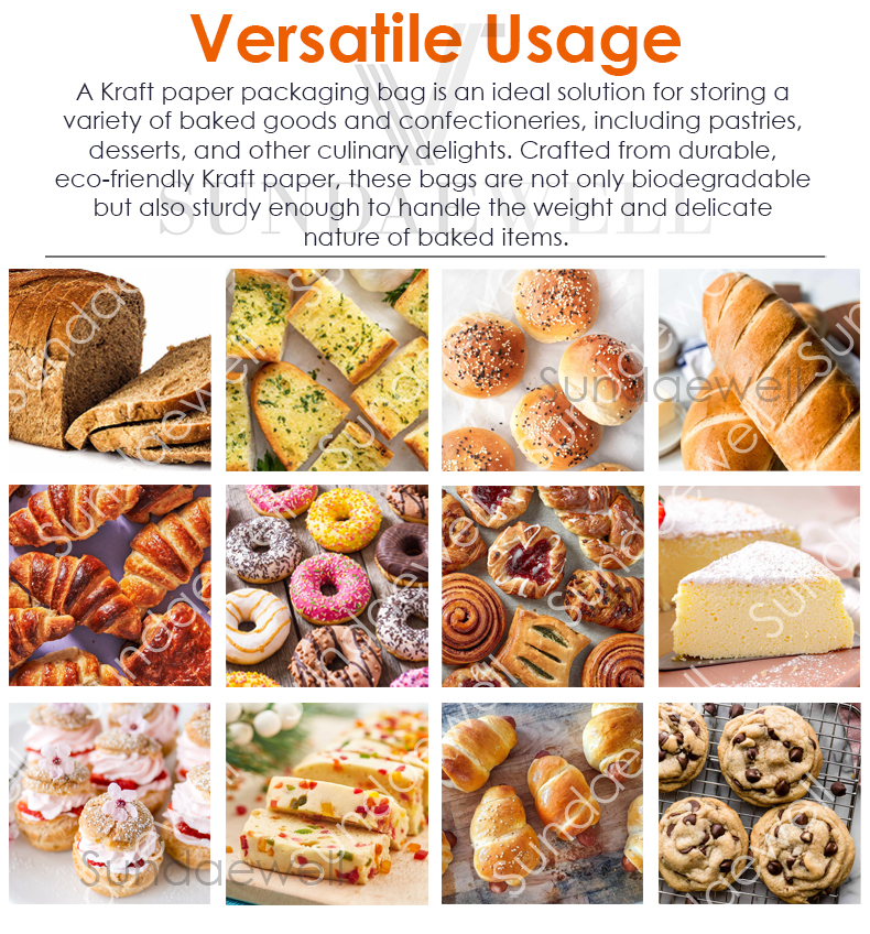 Bakery Toast Loaf Bread Pastry Roti Packaging Bag Kraft Paper Cookie ...