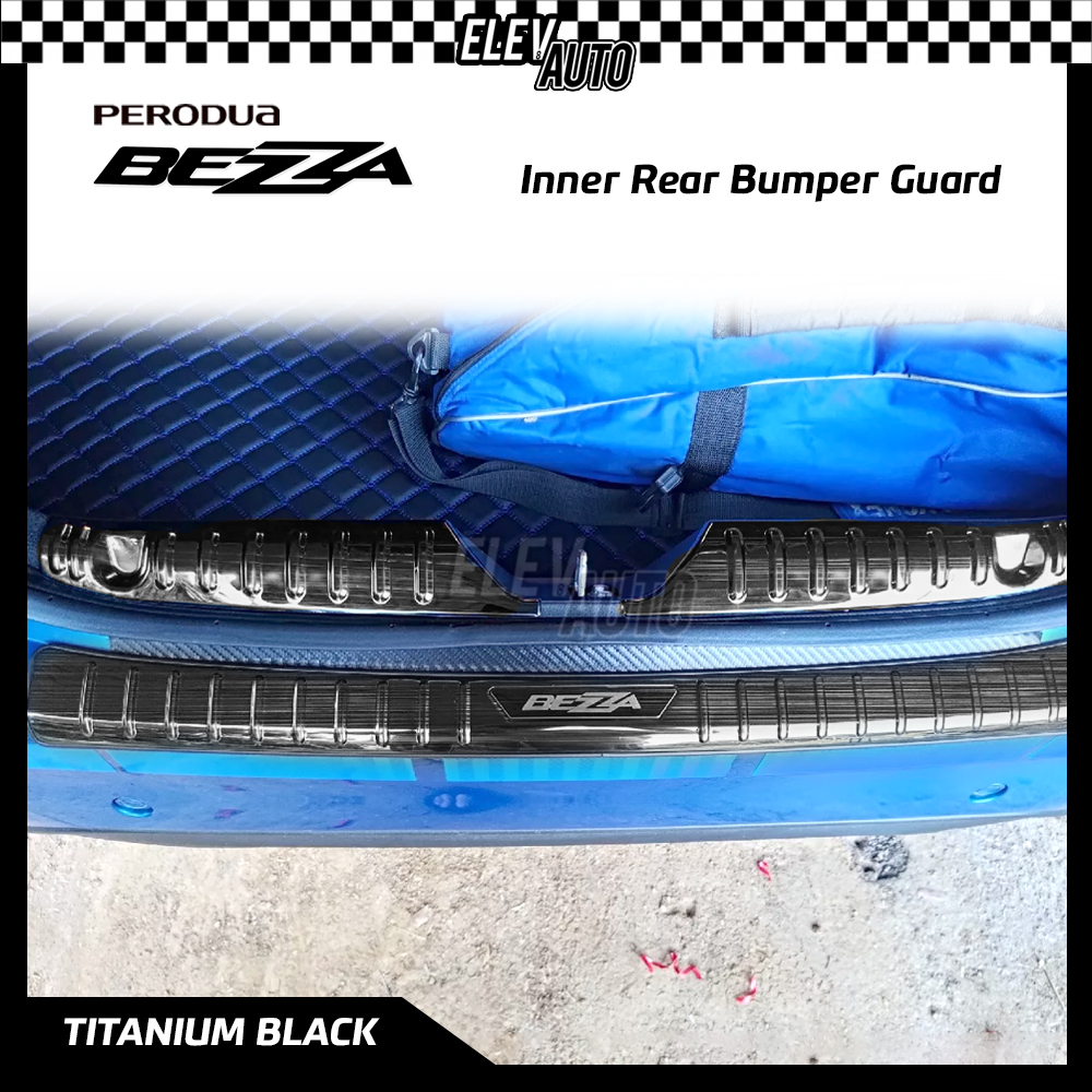 Perodua Bezza STAINLESS STEEL Inner Rear Bumper Guard Pad Carbon Black ...