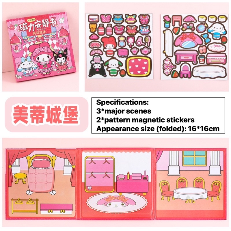 Magnetic Quite Book Sanrio (SNT)Free Cut Sticker Kuromi Paste Diy Kids ...
