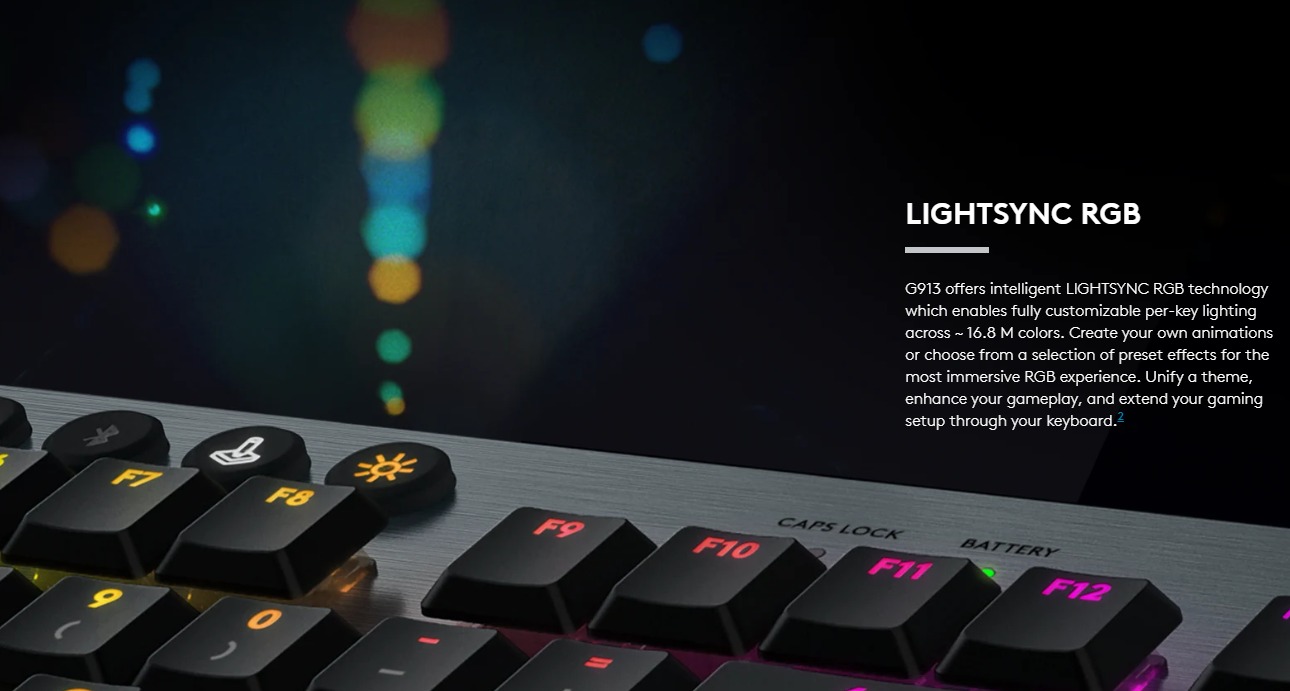 Logitech G913 LIGHTSPEED Wireless RGB Mechanical Gaming Keyboard GL ...