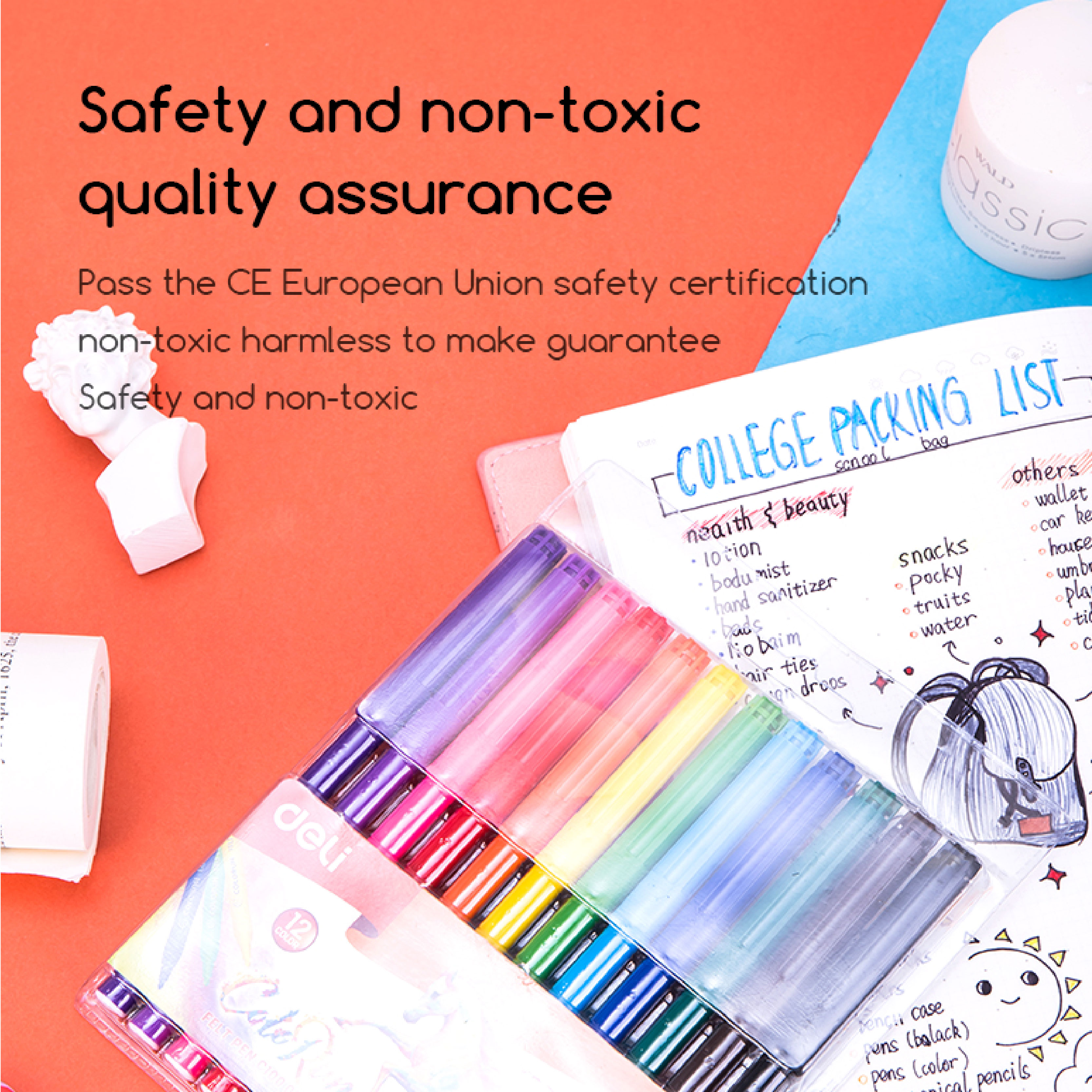Deli ColoRun Colour Magic Pen Fiber Bullet Tip - 12/18/24 Colors (1.0mm ...