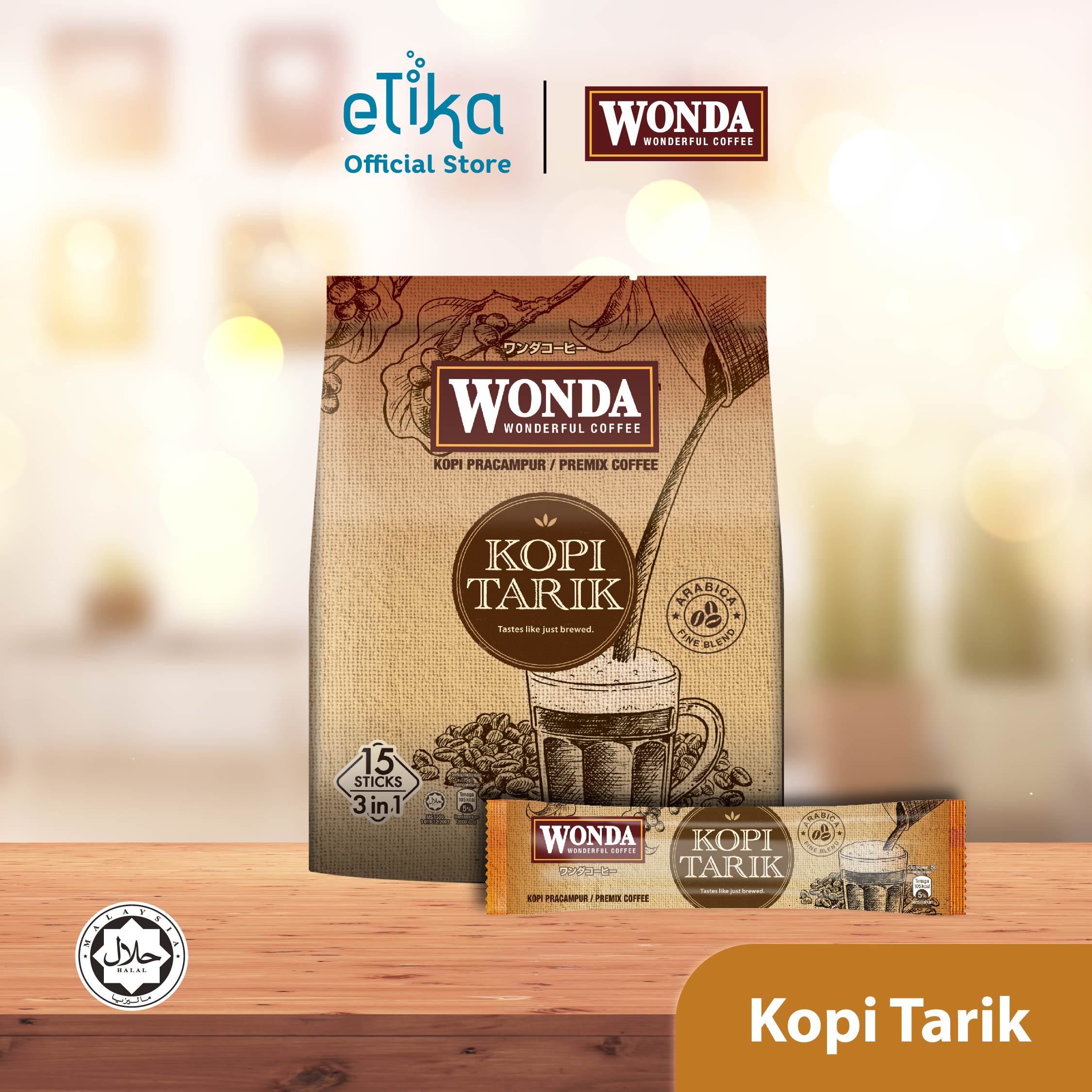 Wonda 3 in 1 Original/Kopi Tarik 20g/18g x 15 sachets x 24 packs (Carton) | Shopee Malaysia