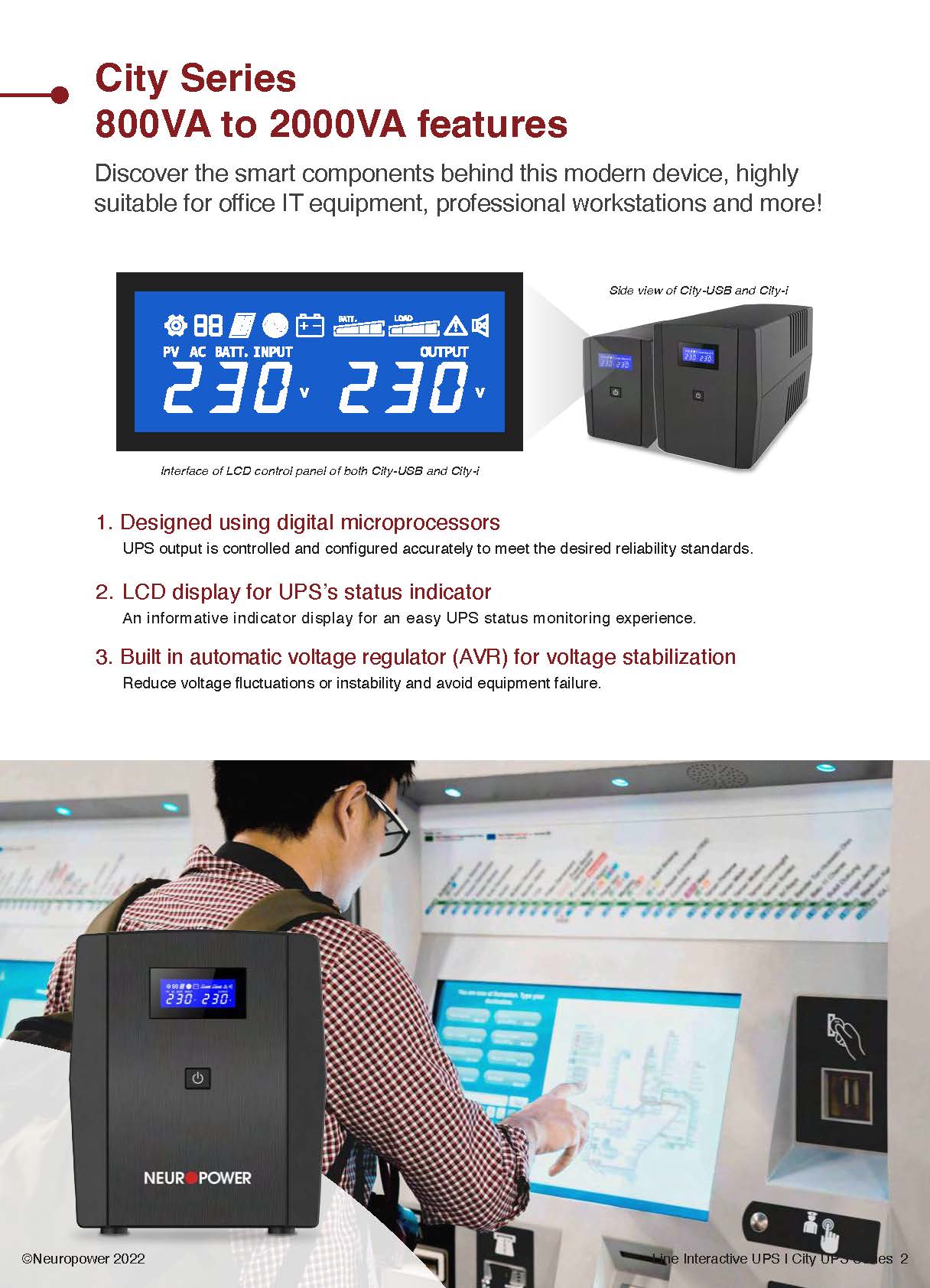 NEUROPOWER City Series UPS Uninterruptible Power Supply with Built-In ...