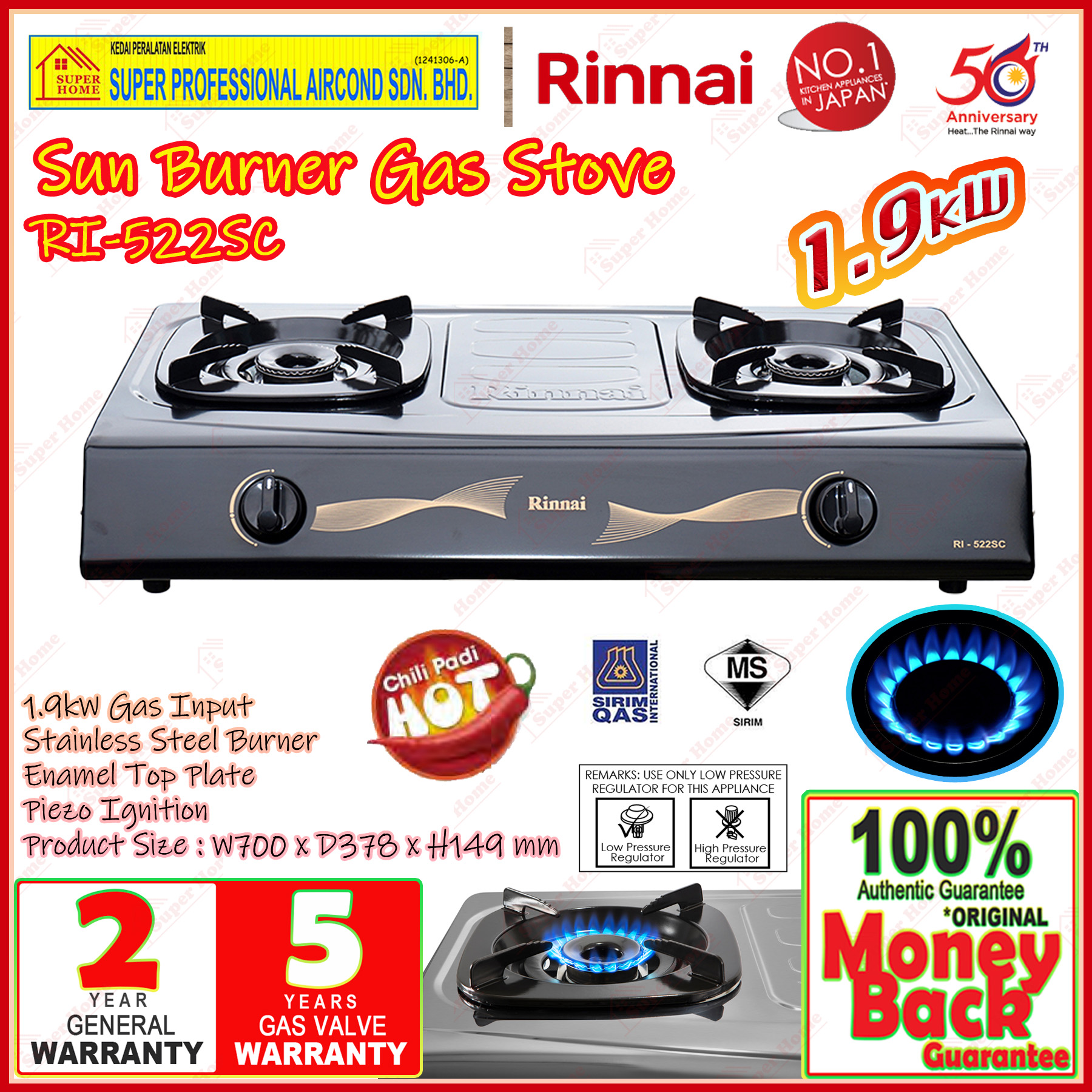 Rinnai Gas Stove Table Top Gas Cooker | Shopee Malaysia