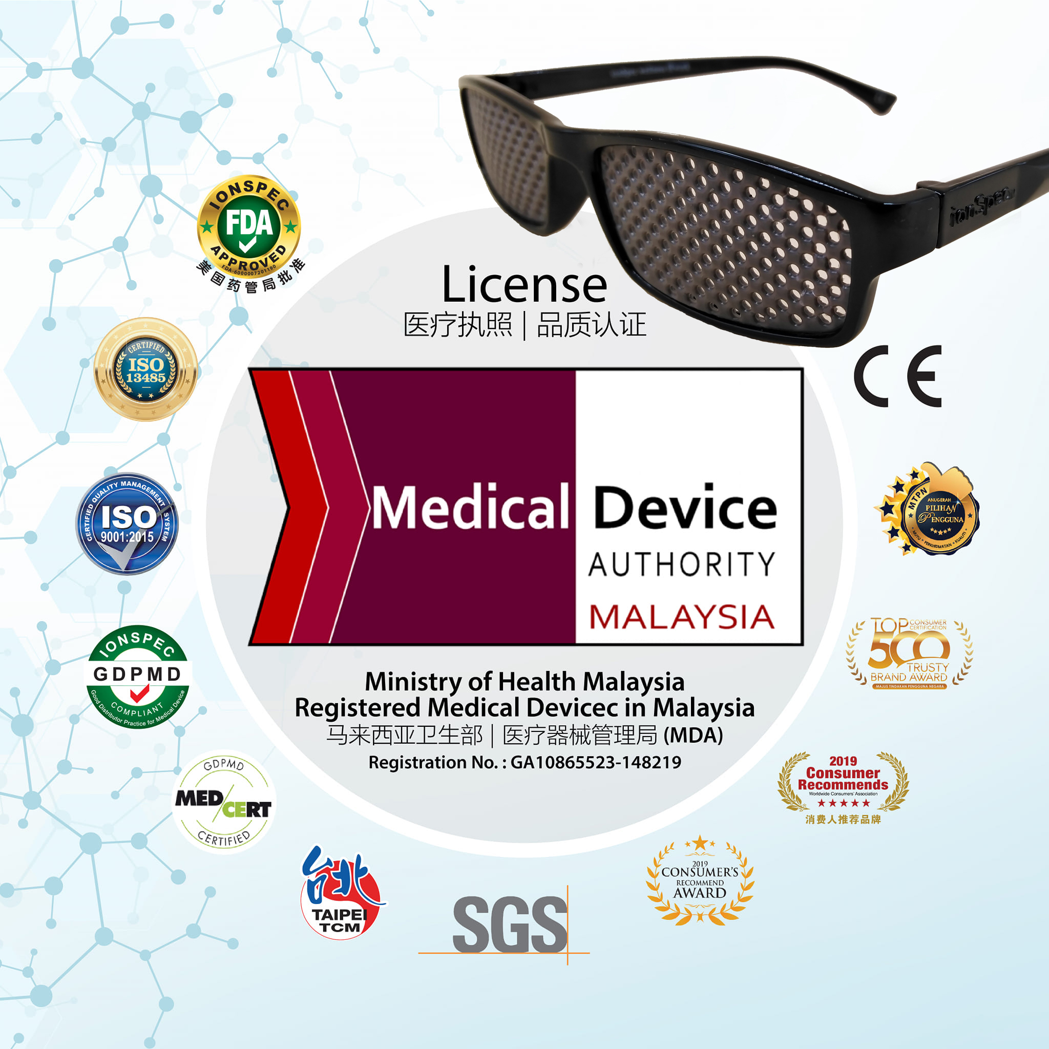 IonSpec Pin Pinhole Glasses / Anti-fatigue Eyesight Care Improver ...