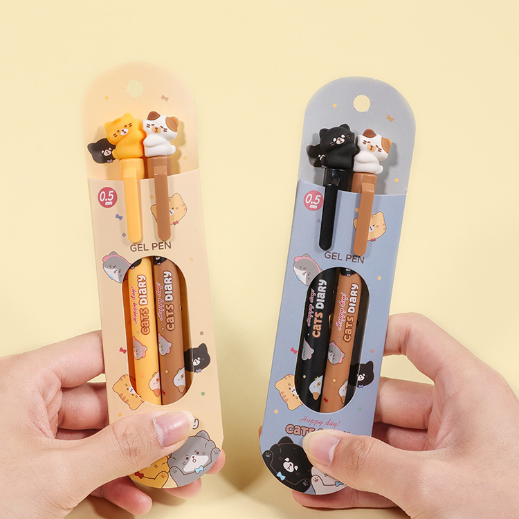 Creative Cute Cartoon Cat's Diary Sharing is Caring 0.5mm Black Ink Gel ...
