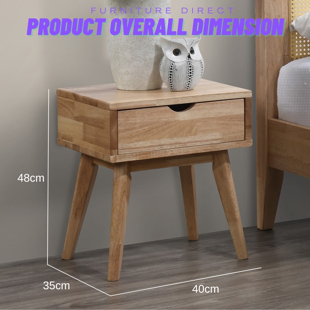 Furniture Direct HIDA Full Solid Wood Bedside Table-Natural | Shopee ...