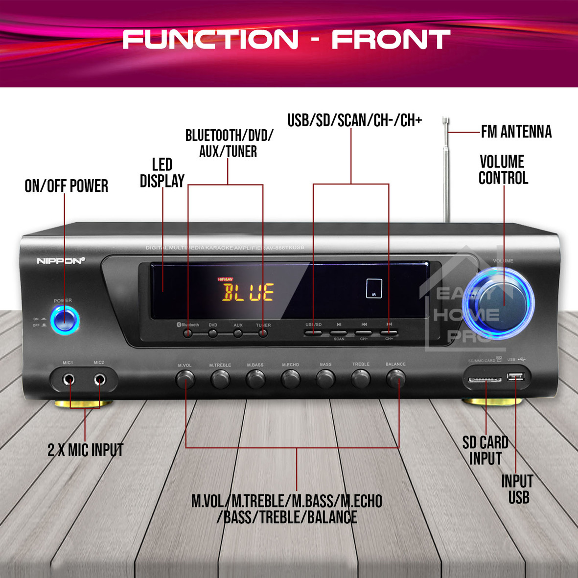 NIPPON AV-868TKUSB Power Amplifier Karaoke Amp Ampli Home Theater Receiver Support USB SD FM ...