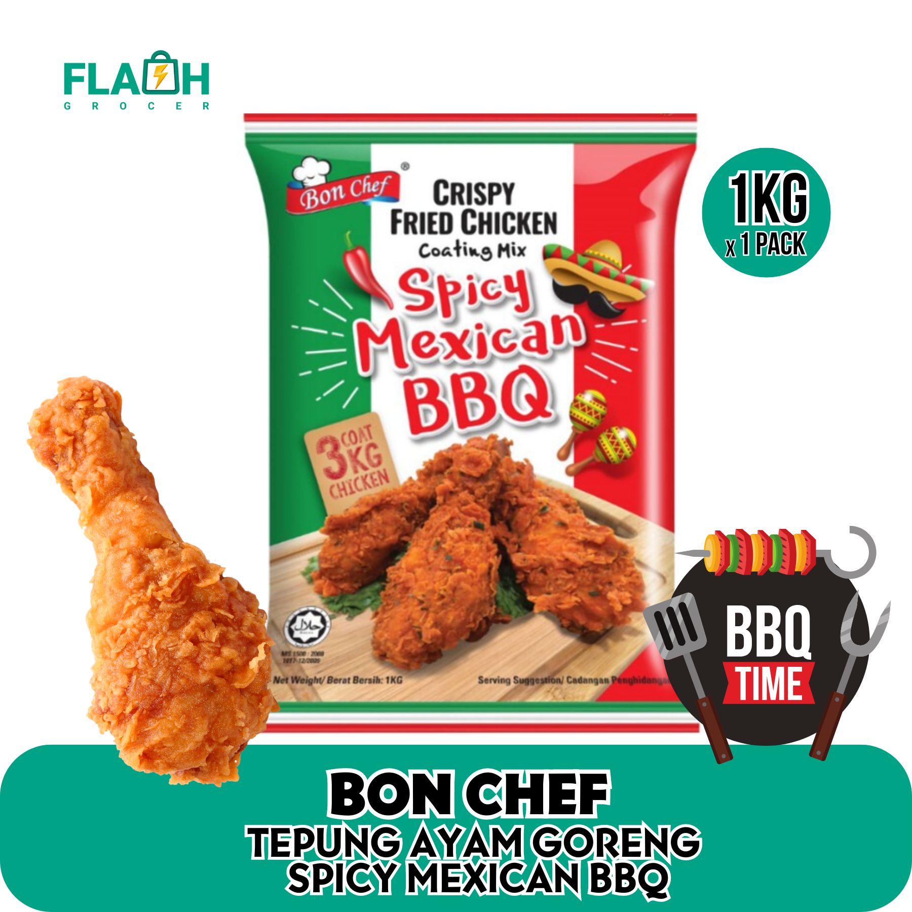 Bon Chef- Tepung Ayam Goreng 1KG (Original / Hot & Spicy / Spicy ...