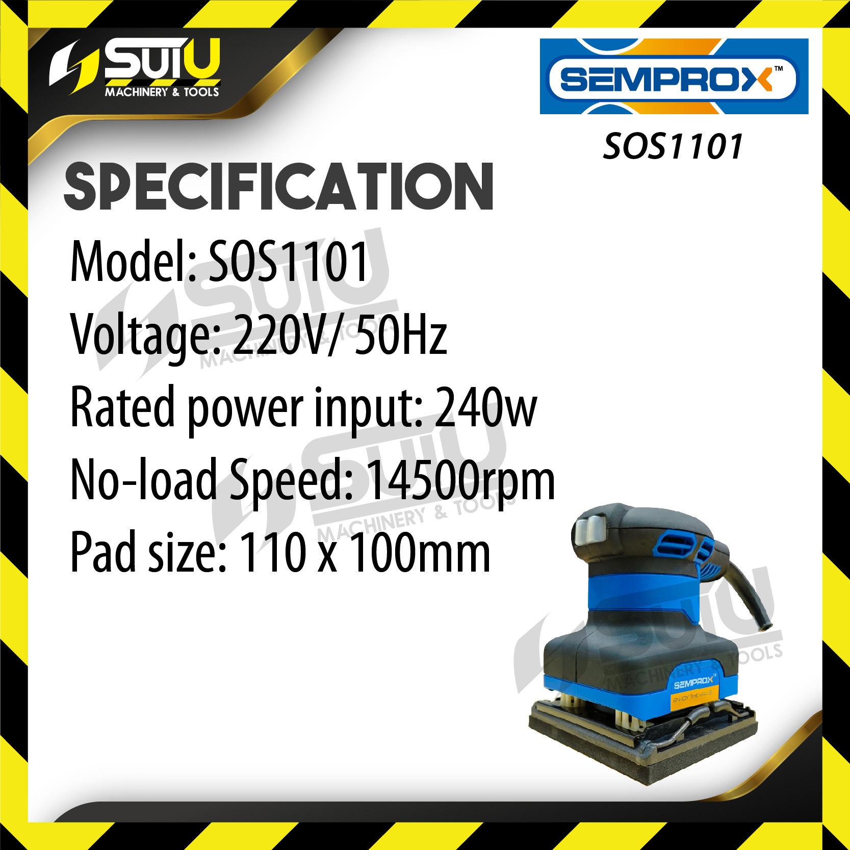 【RECOMMENDED】SEMPROX SOS1101 110 x 100mm Orbital Sander 240W | Shopee ...