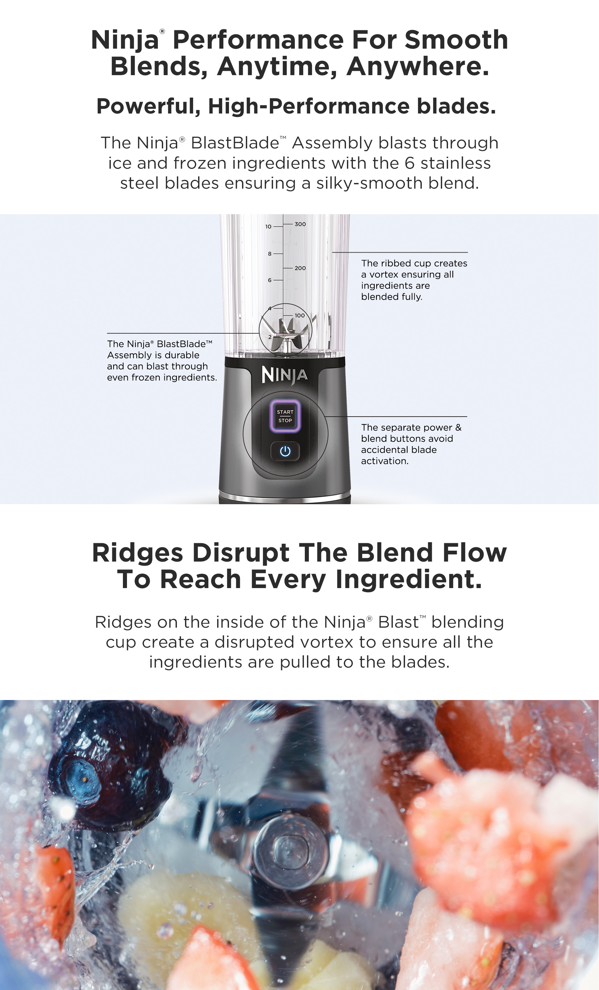 Ninja Rechargeable USB-C Cord Blast Portable Blender (530ml) BC151SM ...