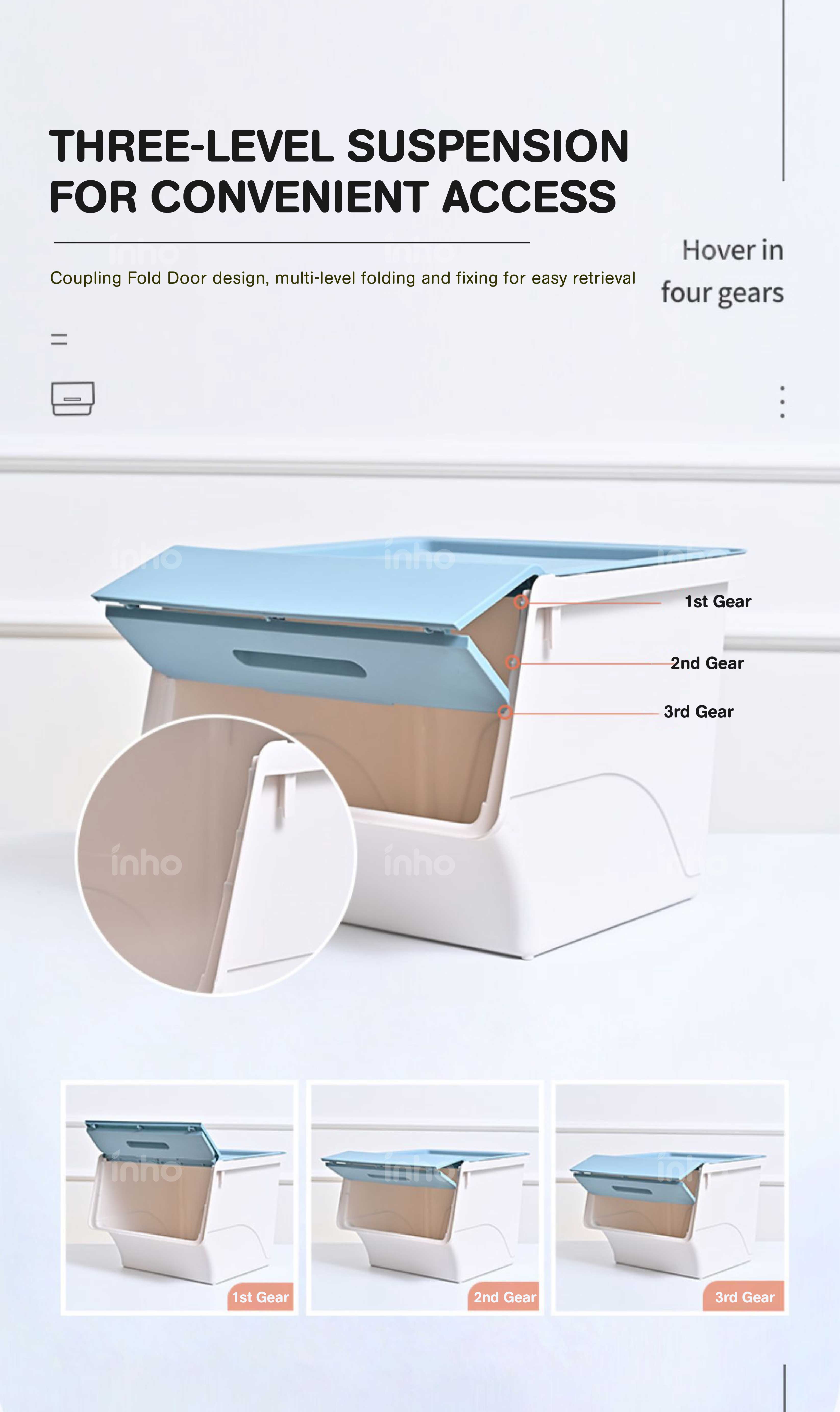 INHO 36L Multipurpose Front Opening Storage Box Stackable Toy Snack ...