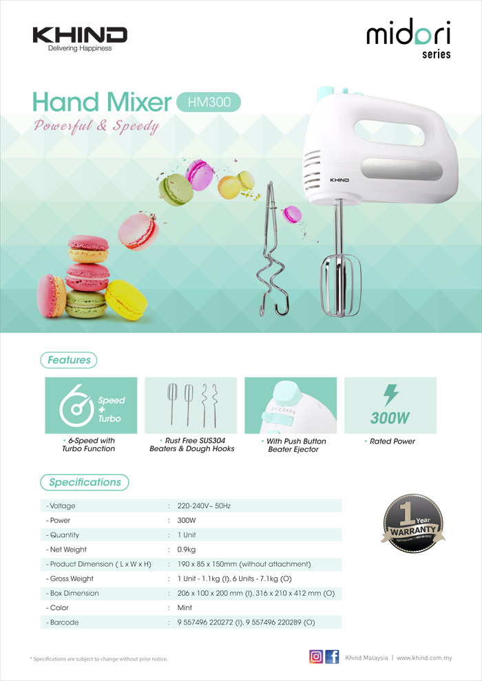 Khind HM300 | HM200 Hand Mixer - Portable Cooking 手持式搅拌机 | Shopee Malaysia