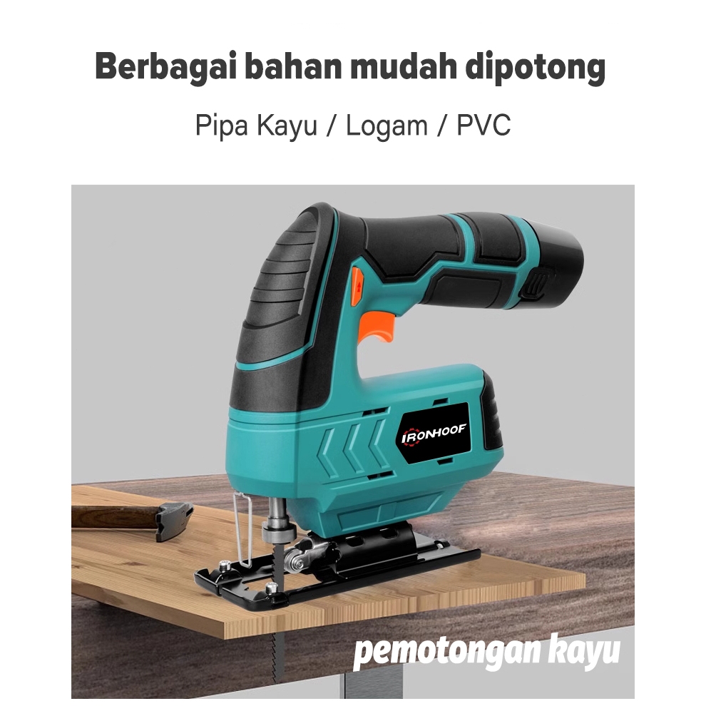 Ironhoof Electric Jigsaw Cordless Mesin Potong Kayu High Speed Jig Saw ...