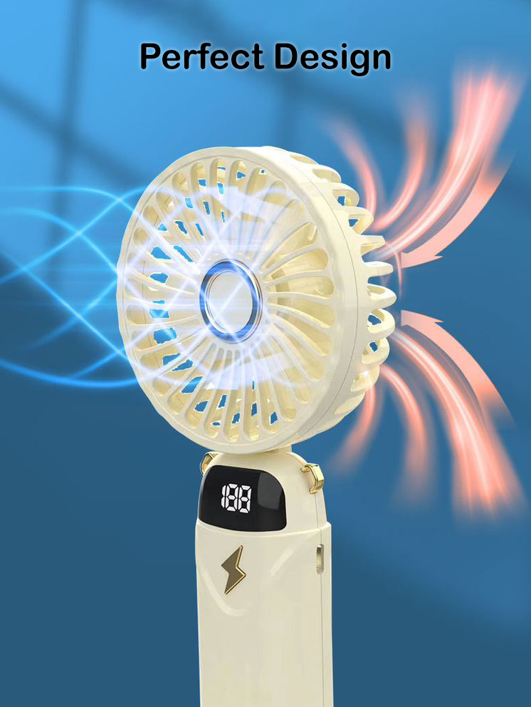 5 Modes Handheld Fan Mini Portable Foldable Small Fan digital display ...