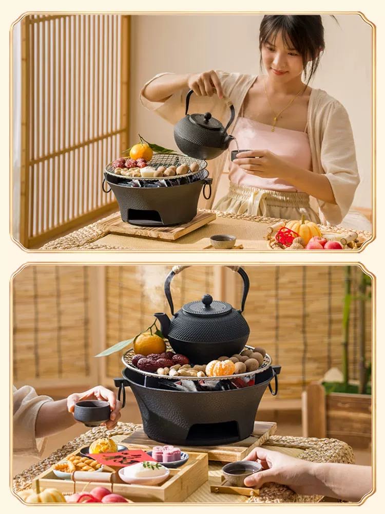 Barbecue Oven Outdoor Camping Stove Cast Iron Furnace BBQ Charcoal ...