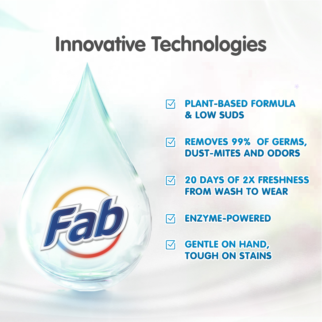 Fab 2x Low Suds Laundry Detergent - Rose (3L) | Shopee Malaysia