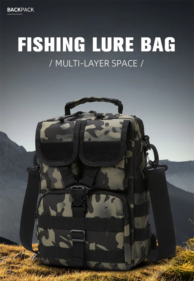 Men's Casual Shoulder Bag Multi-functional Fishing Crossbody Military ...
